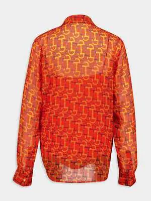 Gucci Printed Silk Shirt With Horsebit Motif
