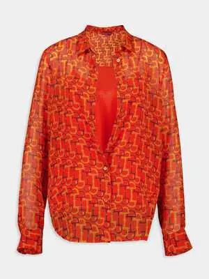 Gucci Printed Silk Shirt With Horsebit Motif