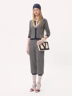 Valentino Garavani Jacquard Wool Knit Trousers - Blue