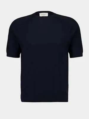 PIACENZA CASHMERE 1733 Cotton Short-sleeve Jumper - Blue