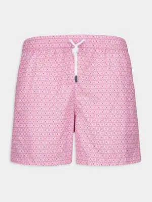 Fedeli Pink Madeira Vintage Pattern Sustainable Swim Trunk Pink