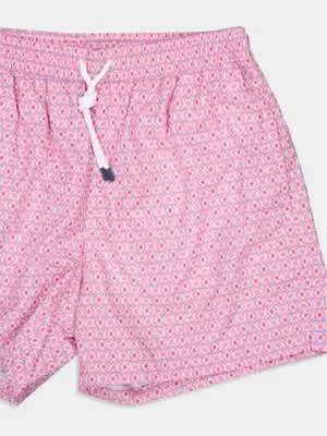 Fedeli Madeira Vintage Pattern Sustainable Swim Trunk - Pink