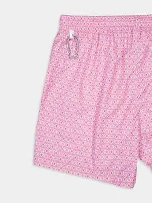 Fedeli Madeira Vintage Pattern Sustainable Swim Trunk - Pink