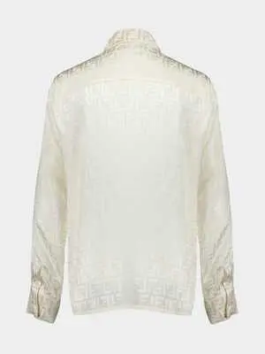Fendi Ff Motif Silk Shirt - Cream