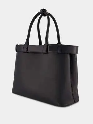 Prada Large Buckled Leather Handbag - Black