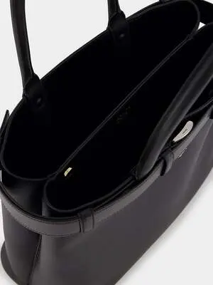Prada Large Buckled Leather Handbag - Black