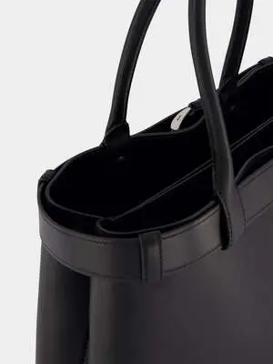 Prada Large Buckled Leather Handbag - Black