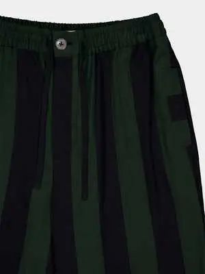 MARRAKSHI LIFE Striped Cotton Trousers - Green
