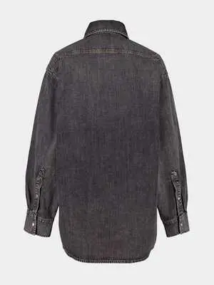 Stella McCartney Washed Denim Button-up Shirt - Grey