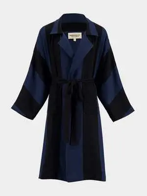 MARRAKSHI LIFE Color Blocked Belted Coat - Blue