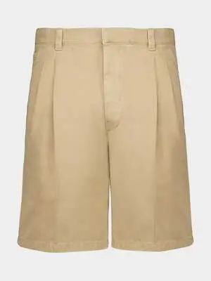 Prada Cord Cotton Bermuda Shorts - Beige
