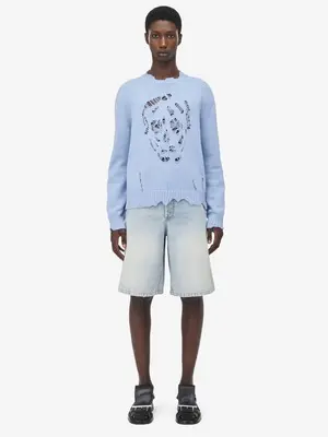Alexander McQueen Washed Denim Shorts - Blue
