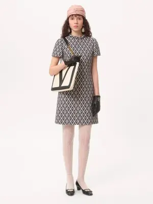 Valentino Garavani Night Short Dress In Toute La V Jacquard - Blue