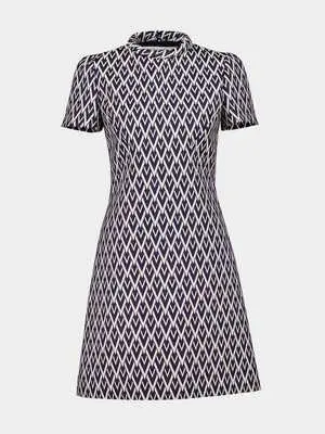 Valentino Garavani Night Short Dress In Toute La V Jacquard - Blue