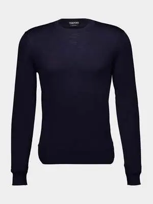 TOM FORD Fine-gauge Wool Crew Neck Sweater - Blue