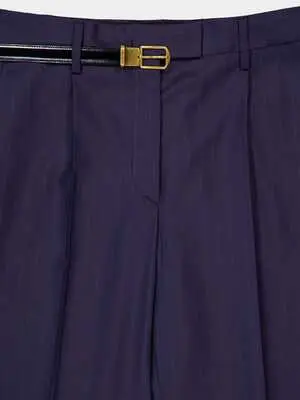 Prada Straight-leg Wool Trousers With Leather Belt - Blue