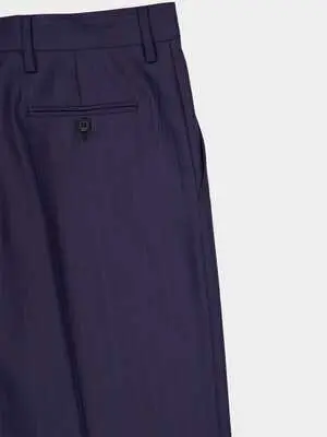 Prada Straight-leg Wool Trousers With Leather Belt - Blue