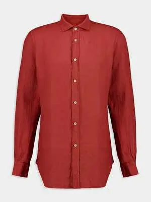 Boglioli Rustic Red Linen Shirt Orange