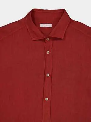 Boglioli Rustic Red Linen Shirt - Orange
