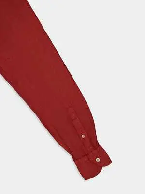 Boglioli Rustic Red Linen Shirt - Orange