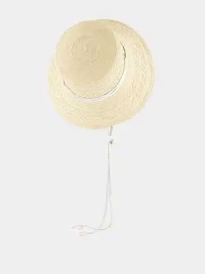 SENSI STUDIO Textured Straw Lampshade Hat With Leather Band
