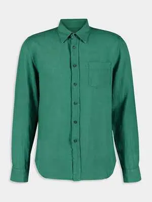 120% Lino Regular Fit Linen Shirt - Green