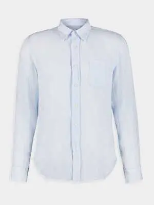 120% Lino Regular Fit Light Linen Shirt - Blue