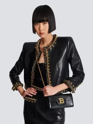 Balmain B-buzz Wallet In Striped Patent Leather