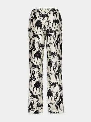 Balmain Horse-print Silk Trousers