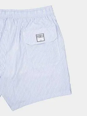 Fedeli Striped Swim Shorts - Blue