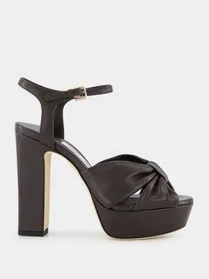 JIMMY CHOO Heloise Nappa Leather Platform Sandals - Black