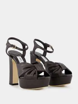 JIMMY CHOO Heloise Nappa Leather Platform Sandals - Black
