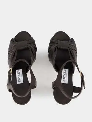 JIMMY CHOO Heloise Nappa Leather Platform Sandals - Black