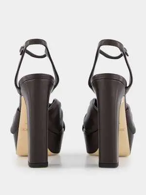 JIMMY CHOO Heloise Nappa Leather Platform Sandals - Black