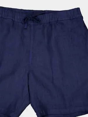 120% Lino Linen Bermuda Shorts - Blue
