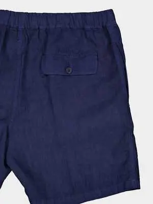 120% Lino Linen Bermuda Shorts - Blue