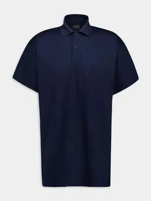 Balenciaga Navy Intertwined Cotton Piqué Polo - Blue