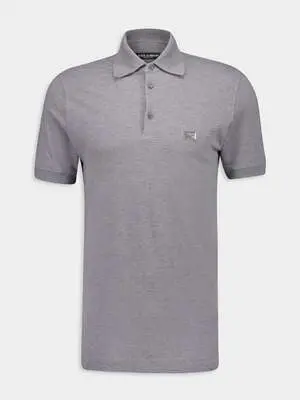 Dolce & Gabbana Cotton Piqué Polo-shirt With Branded Tag - Grey