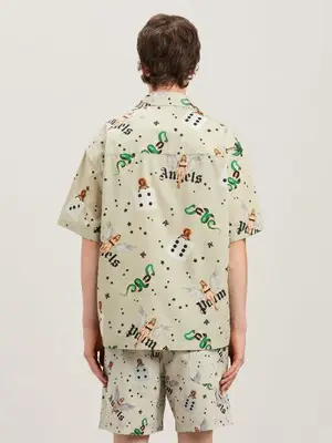 Palm Angels Ivory Pin-up Bowling Shirt