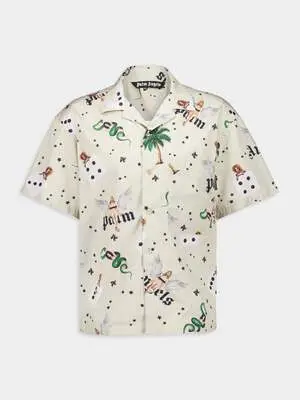 Palm Angels Ivory Pin-up Bowling Shirt - Multicolour