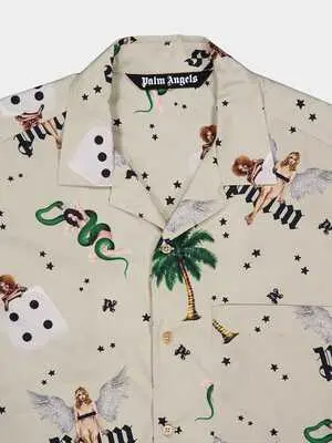 Palm Angels Ivory Pin-up Bowling Shirt - Multicolour