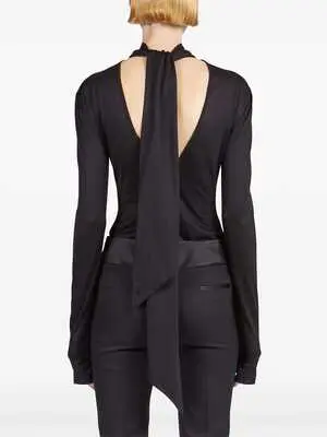 FERRAGAMO V-back Silk-blend Turtleneck Top