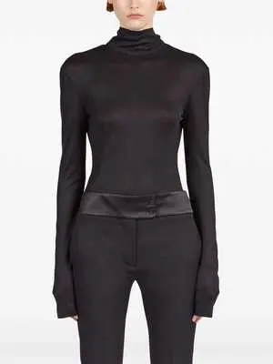 FERRAGAMO V-back Silk-blend Turtleneck Top