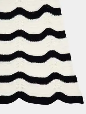 La DoubleJ Black And Ecru Chevron Cotton Midi Skirt