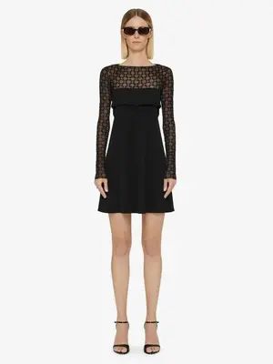 Givenchy Draped Jersey And Monogram Tulle Mini Dress - Black