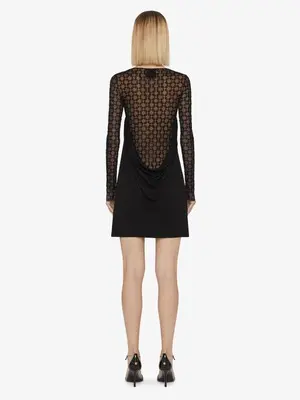 Givenchy Draped Jersey And Monogram Tulle Mini Dress - Black