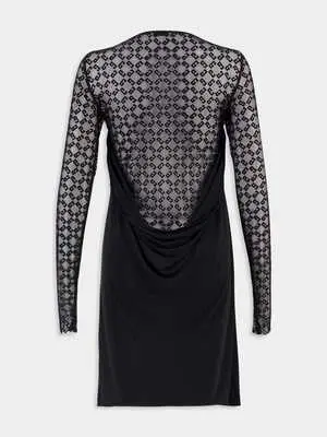 Givenchy Draped Jersey And Monogram Tulle Mini Dress - Black