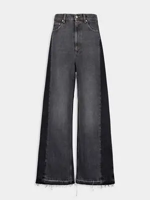 Stella McCartney Two-tone Wide-leg Denim Jeans - Black