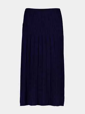 Zimmermann Pleated Lurex Ribbed Midi Skirt Blue