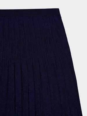 Zimmermann Pleated Lurex Ribbed Midi Skirt - Blue